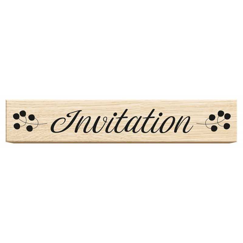 Tampon bois rectangle message invitation | Décorez-moi