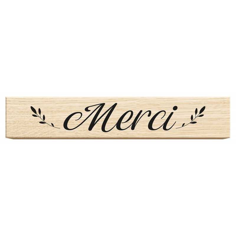 Tampon bois rectangle message merci | Décorez-moi
